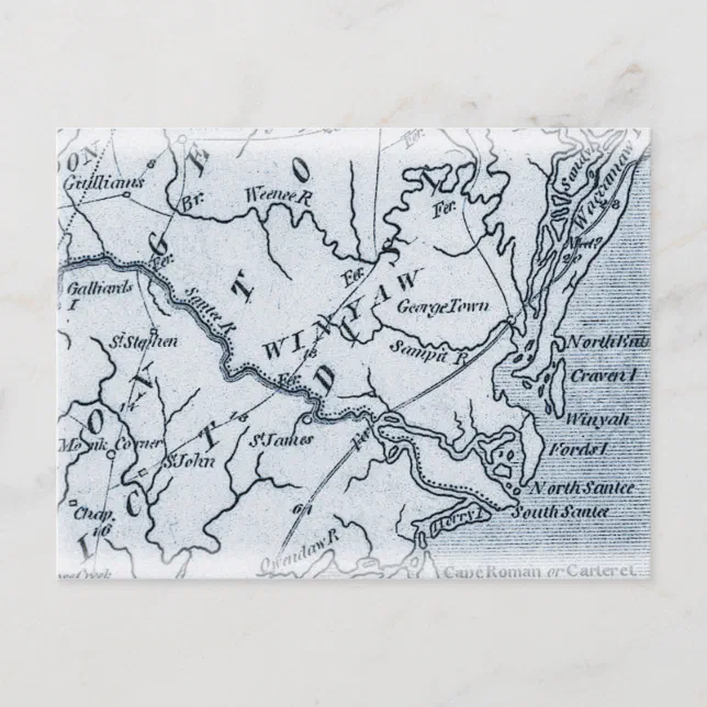 Georgetown Winyah South Carolina Map Post Card | Zazzle