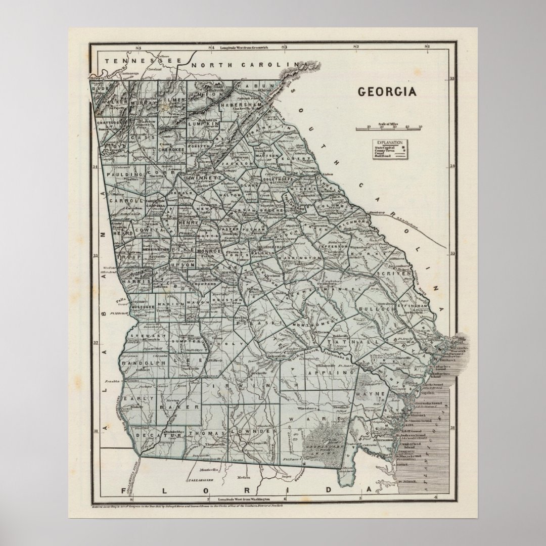 Georgia Atlas Map Poster | Zazzle
