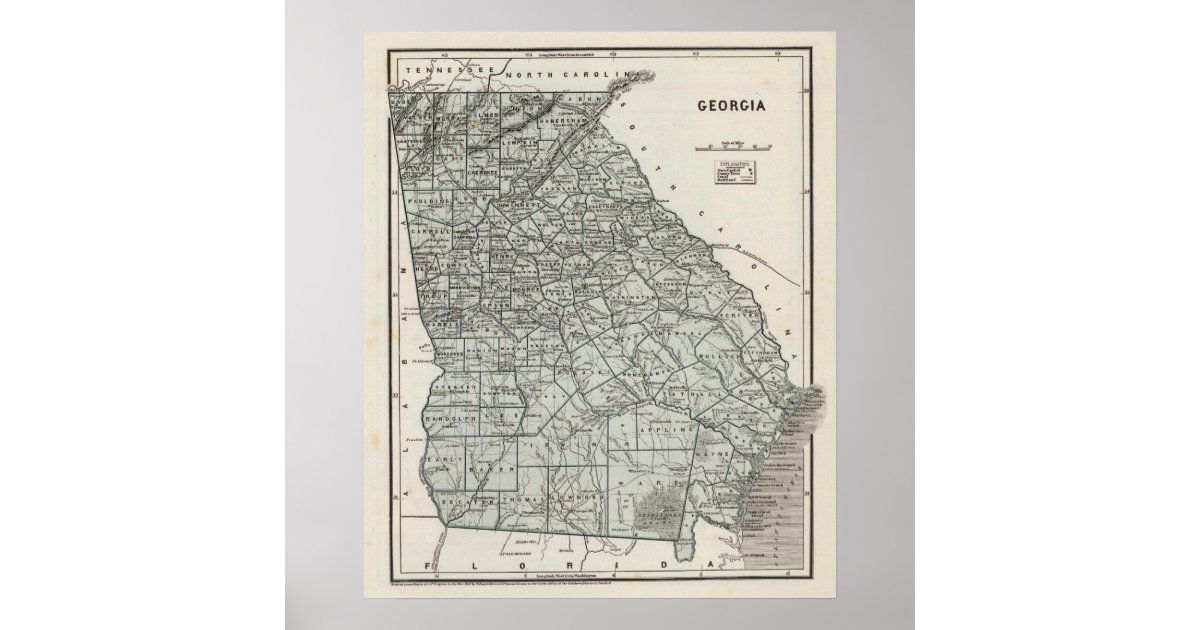 Georgia Atlas Map Poster | Zazzle