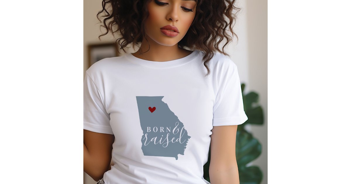 Georgia Born and Raised | Editable Color State Map T-Shirt | Zazzle