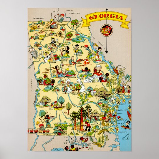 Georgia Funny Vintage Map Poster | Zazzle.com