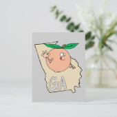 Georgia GA Cartoon Map with funny smiling peach Postcard | Zazzle