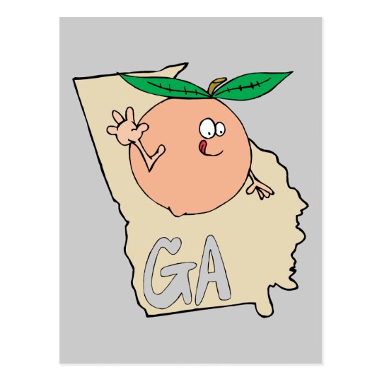Georgia GA Cartoon Map with funny smiling peach Postcard | Zazzle.com