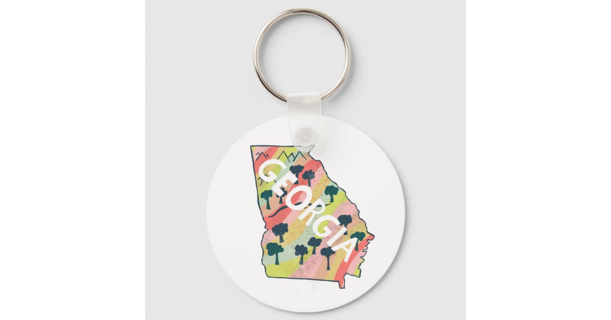 Georgia Illustrated Map Keychain | Zazzle