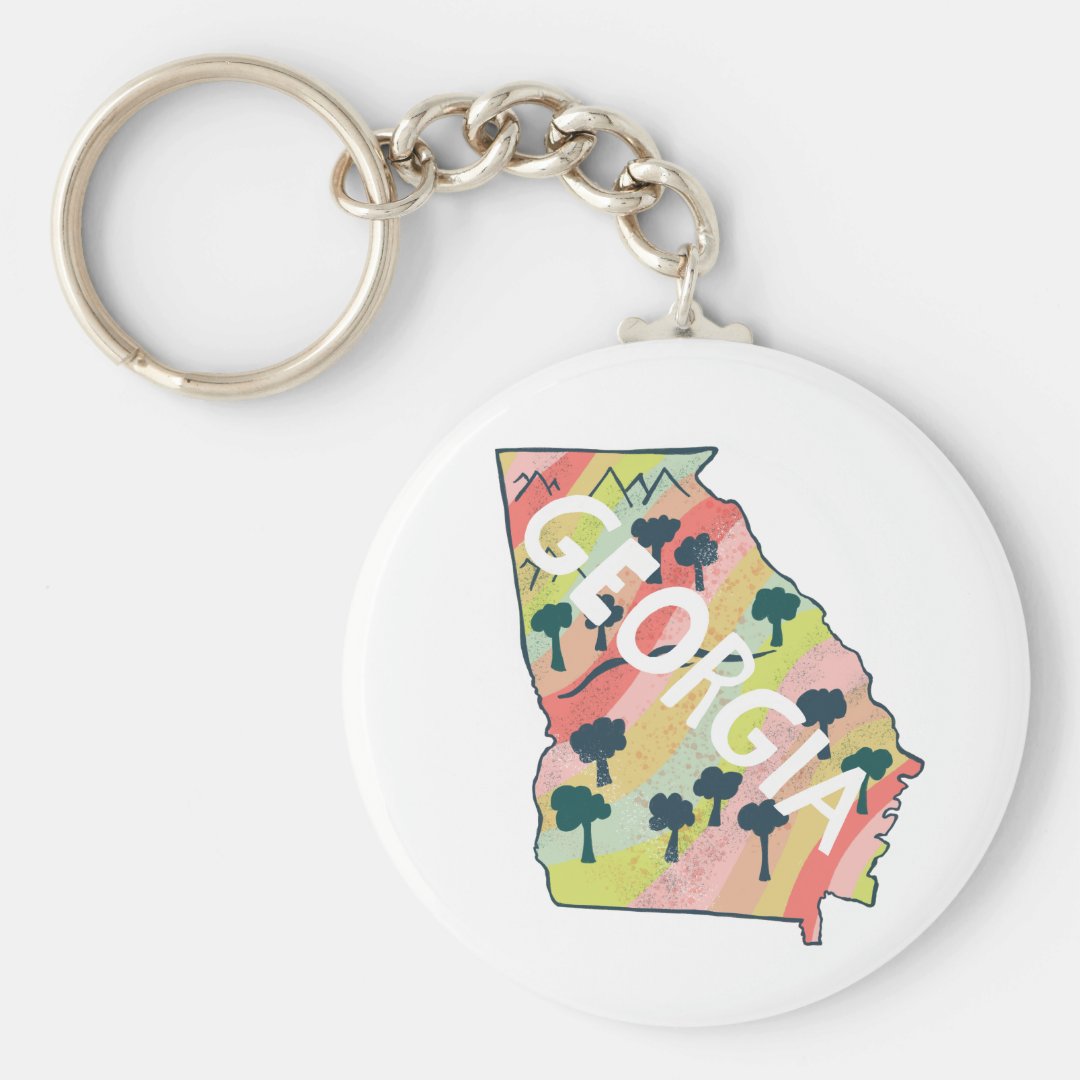 Georgia Illustrated Map Keychain | Zazzle