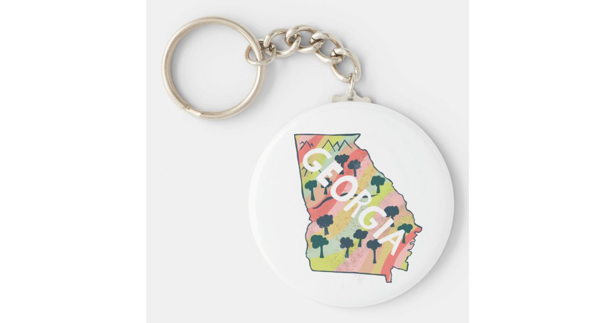 Georgia Illustrated Map Keychain | Zazzle