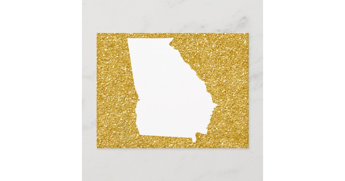 Georgia in White and Gold Glitter Postcard | Zazzle