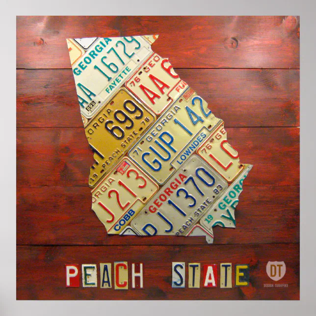 Georgia License Plate Map Print | Zazzle