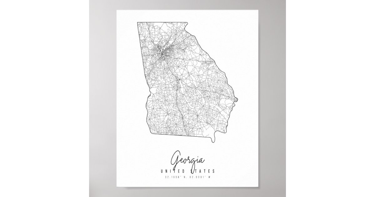 Georgia Minimal Street Map Poster | Zazzle