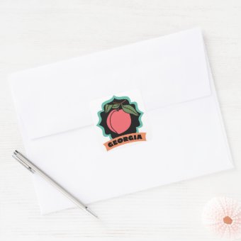 Georgia Peach Logo Square Sticker | Zazzle