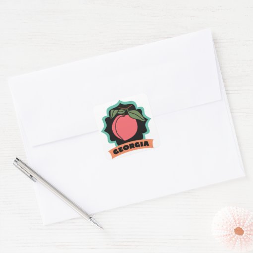 Georgia Peach Logo Square Sticker | Zazzle