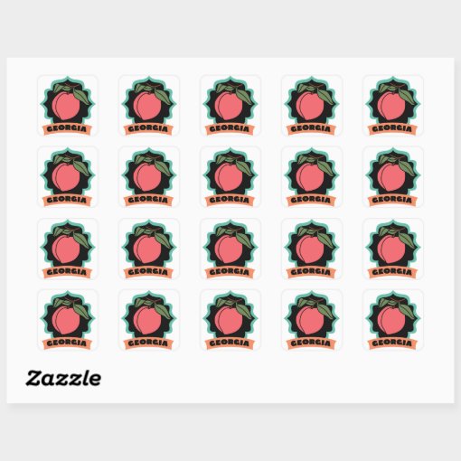 Georgia Peach Logo Square Sticker | Zazzle
