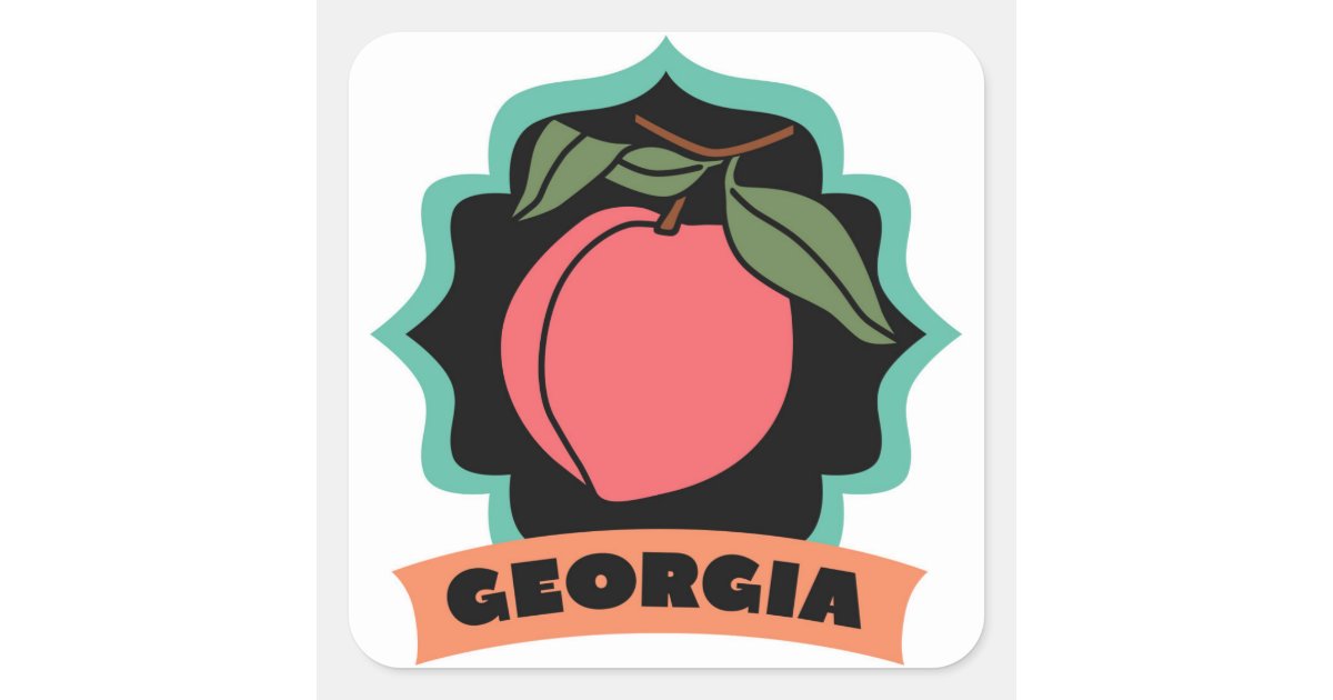 Georgia Peach Logo Square Sticker | Zazzle
