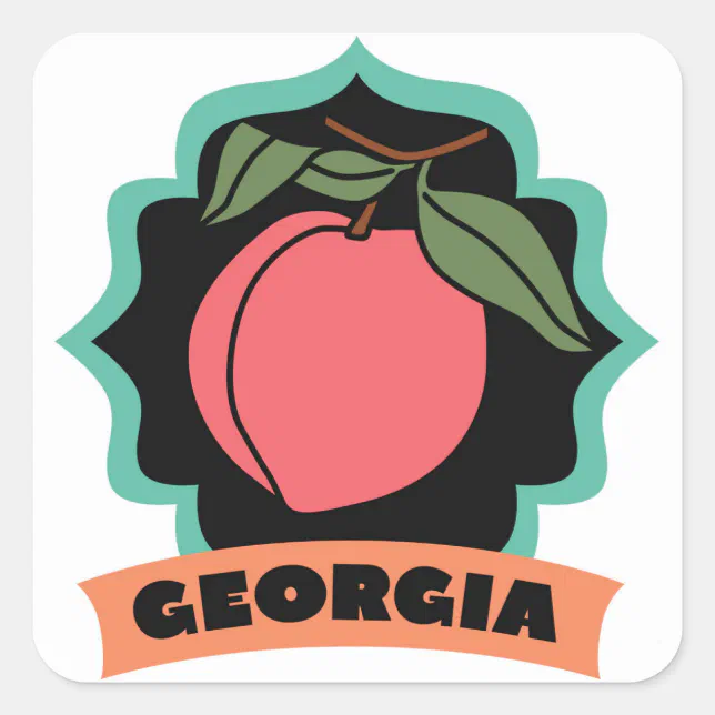 Georgia Peach Logo Square Sticker | Zazzle