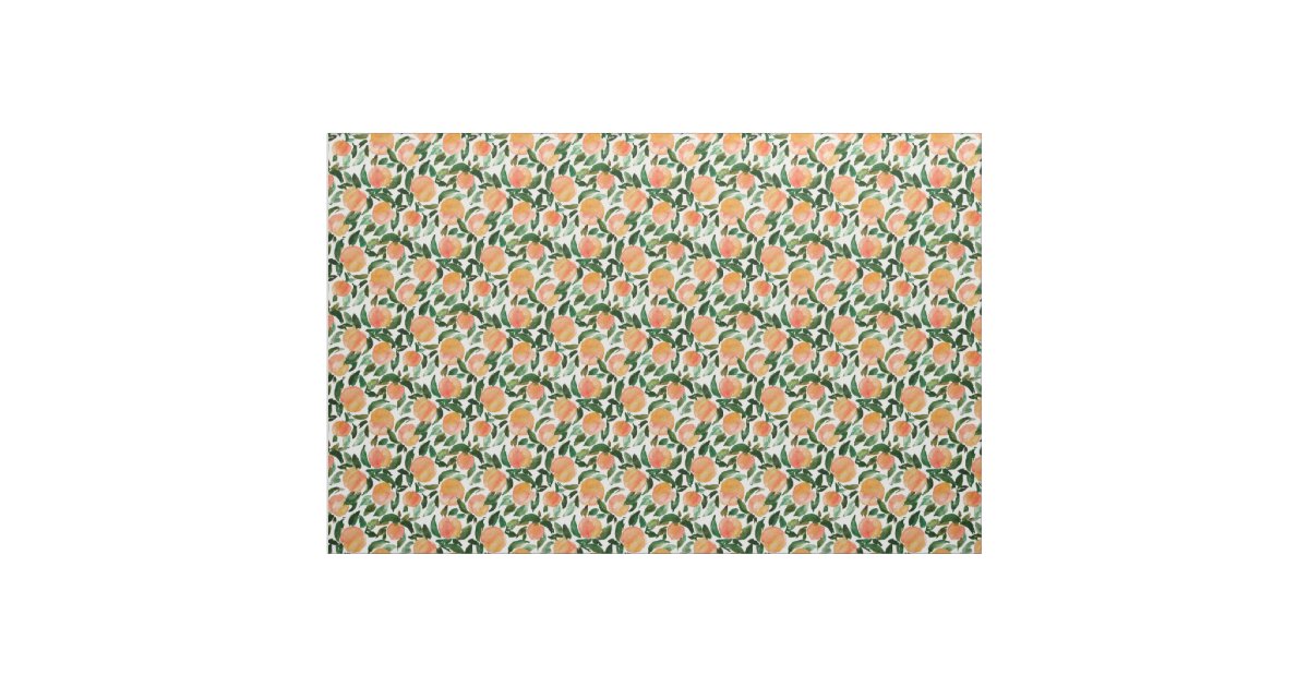 GEORGIA PEACHES Watercolor Peach Print Fabric | Zazzle