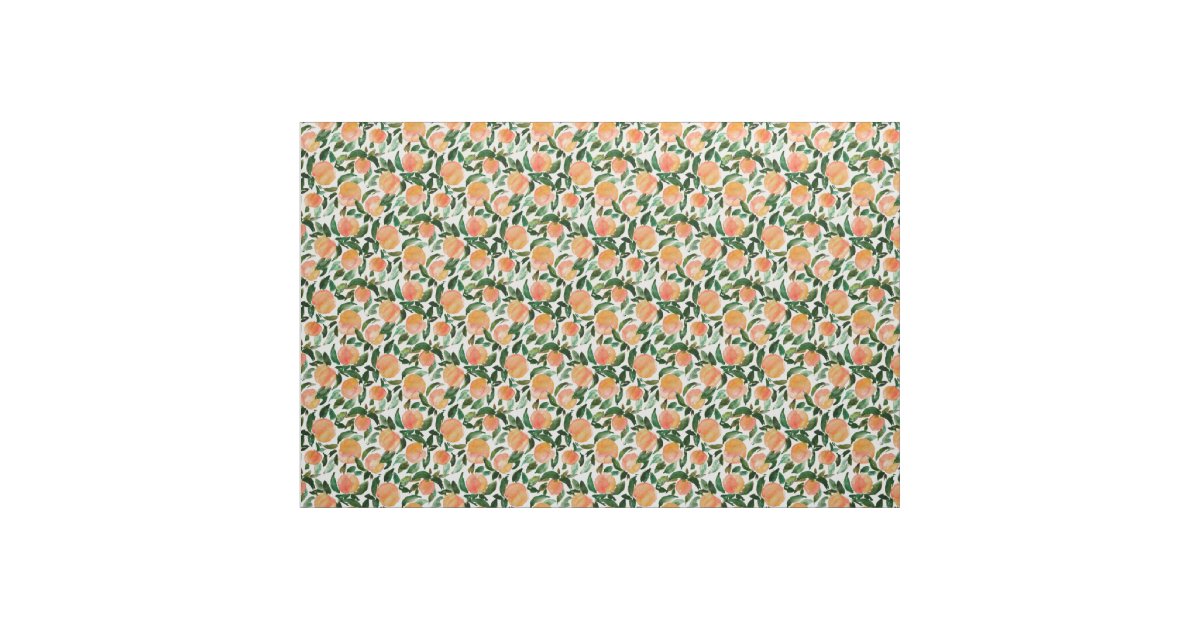 GEORGIA PEACHES Watercolor Peach Print Fabric | Zazzle