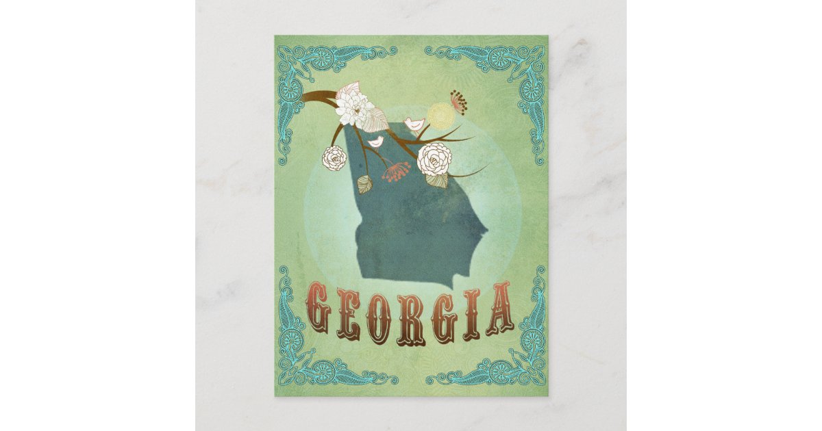 Georgia State Map – Green Postcard | Zazzle