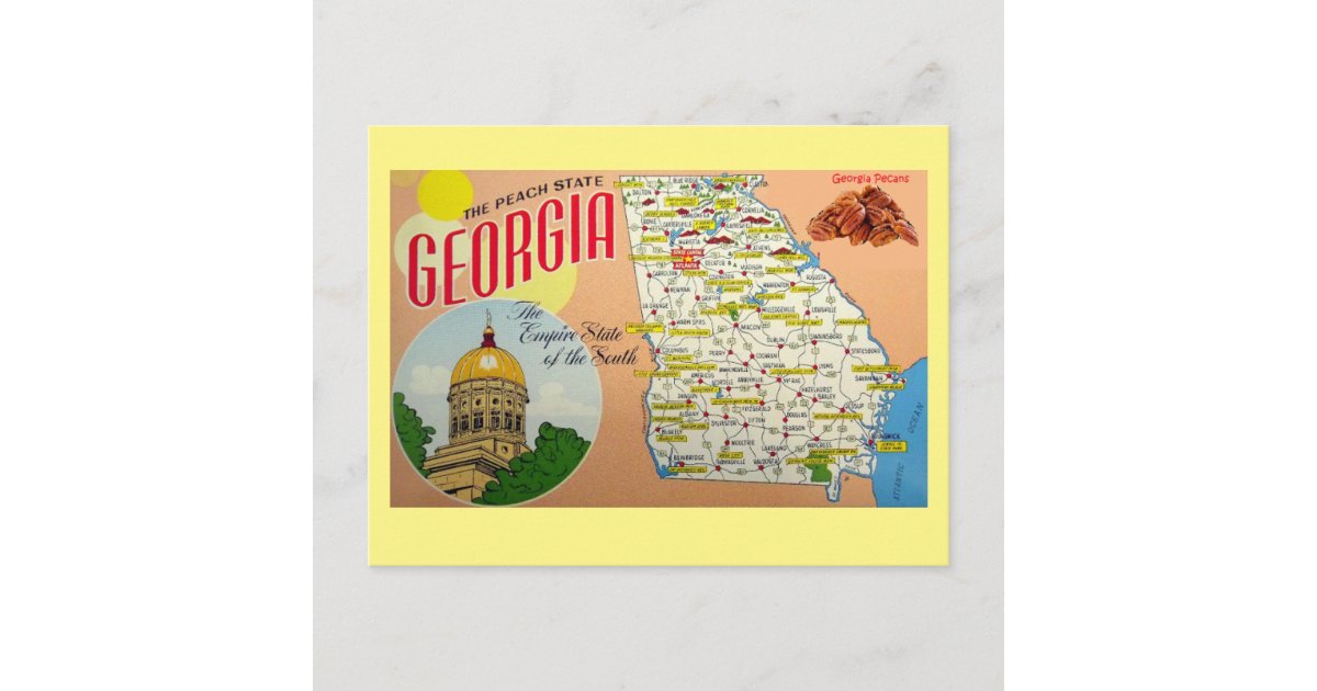 Georgia State Map Postcard | Zazzle