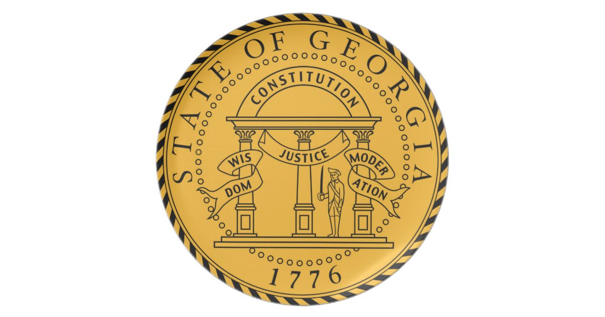 Georgia state seal america republic symbol flag plate | Zazzle