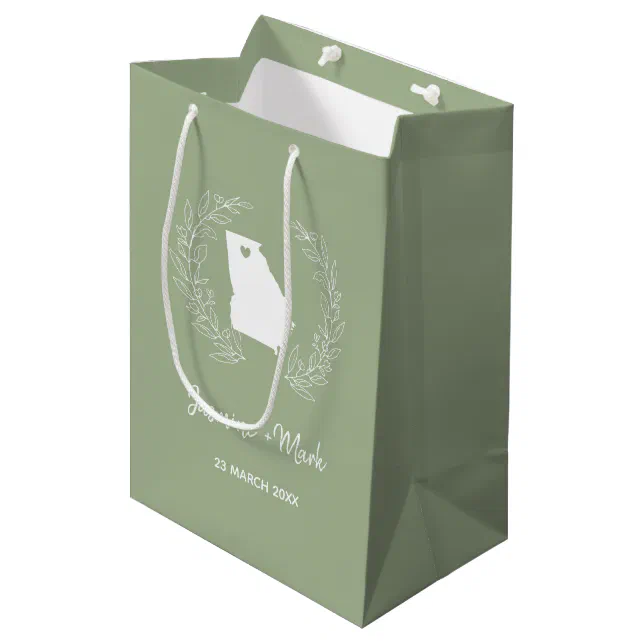 Georgia State Silhouette Wedding Anniversary Medium Gift Bag | Zazzle