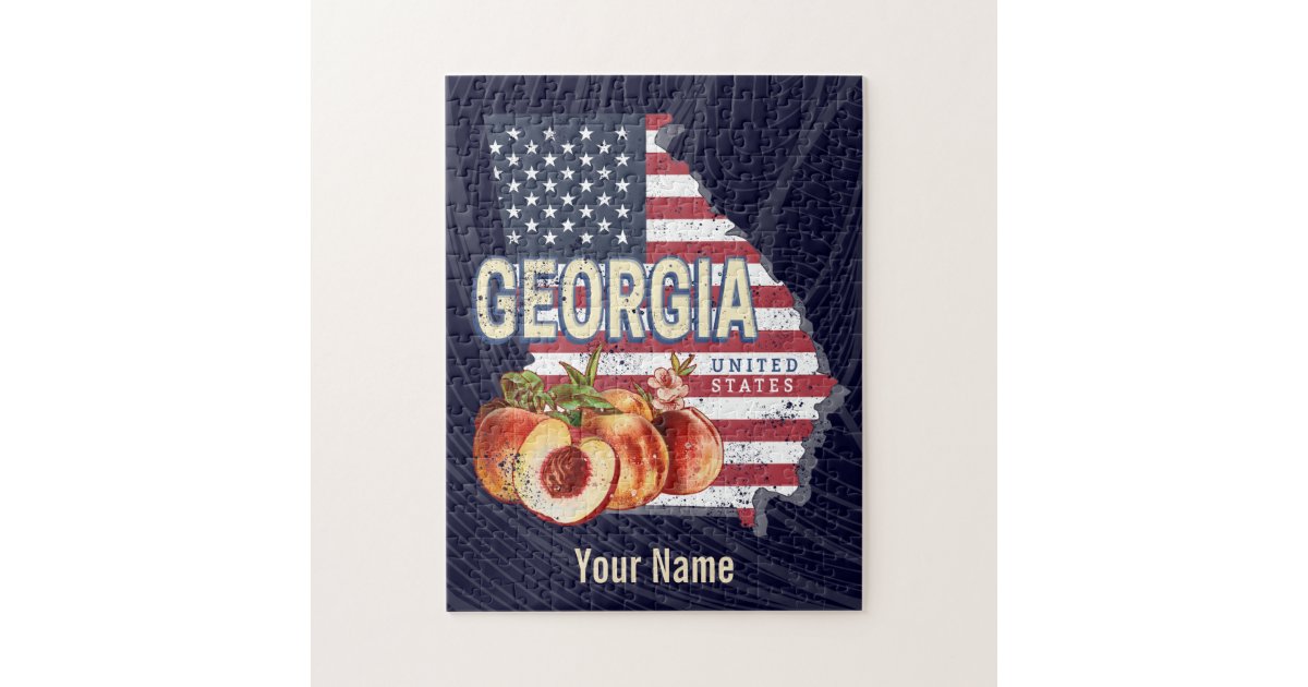Georgia United States Retro State Map Vintage USA Jigsaw Puzzle | Zazzle