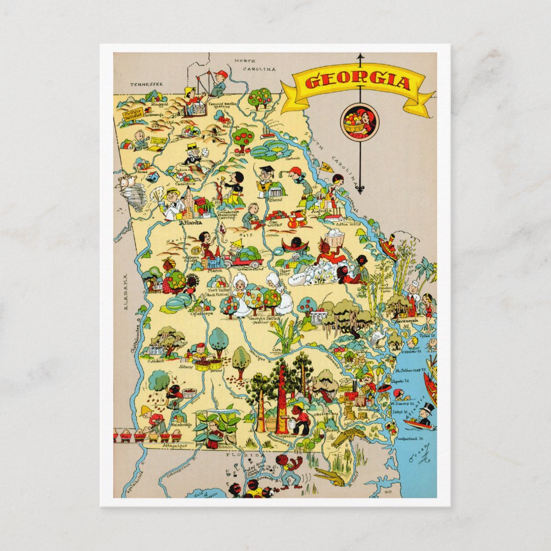 Georgia Vintage Map Postcard | Zazzle