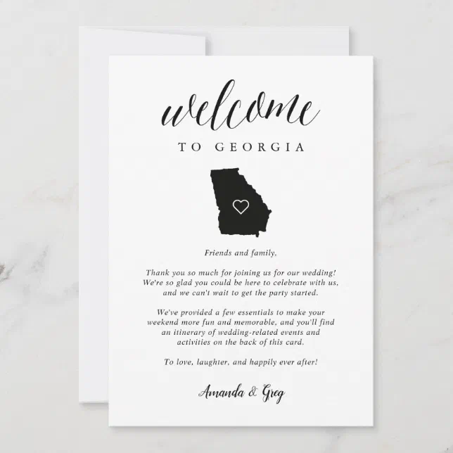 Georgia Wedding Welcome Letter & Itinerary | Zazzle