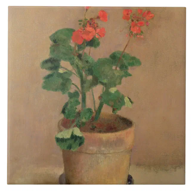 Geraniums in a Pot, c.1905 (oil on canvas) Tile | Zazzle