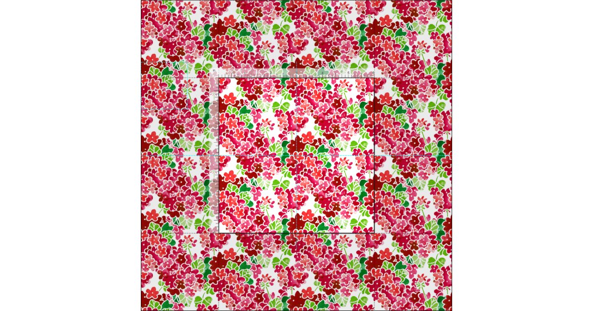 Geraniums Pink and Red Floral Pattern Fabric | Zazzle