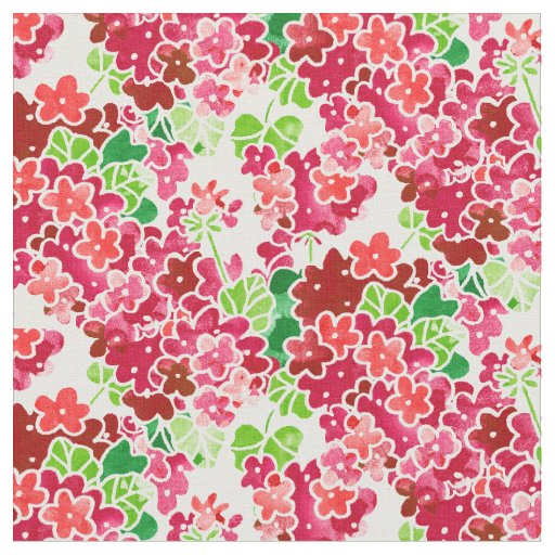 Geraniums Pink and Red Floral Pattern Fabric | Zazzle