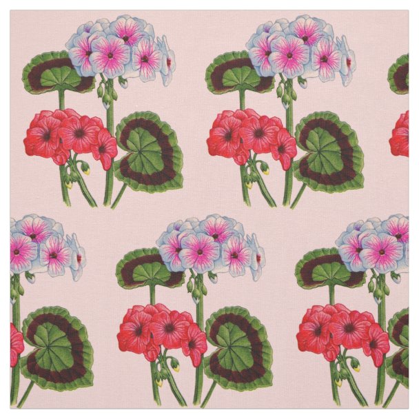 Geraniums Pink and Red Floral Pattern Fabric | Zazzle