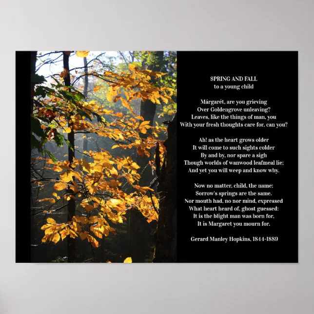 Gerard Manley Hopkins Spring and Fall Poem Poster | Zazzle