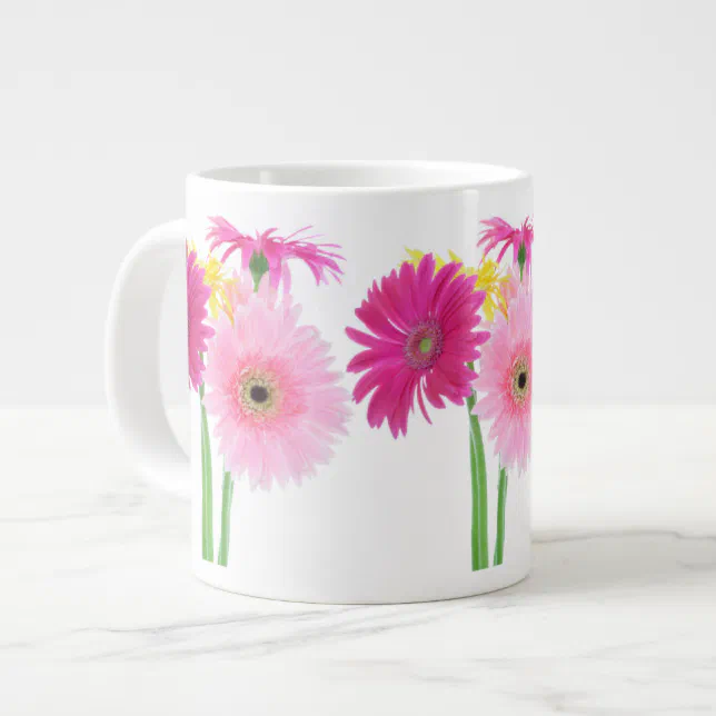 Gerbera Daisy Piink Flowers Giant Coffee Mug | Zazzle