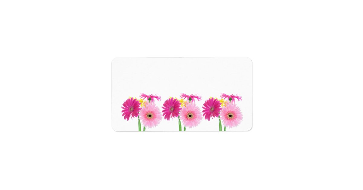 Gerbera Daisy Pink Flowers Label | Zazzle