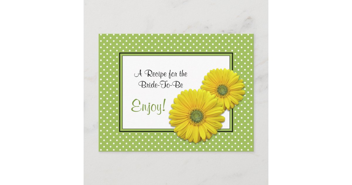 Gerbera Daisy Recipe Card for the Bride to Be | Zazzle