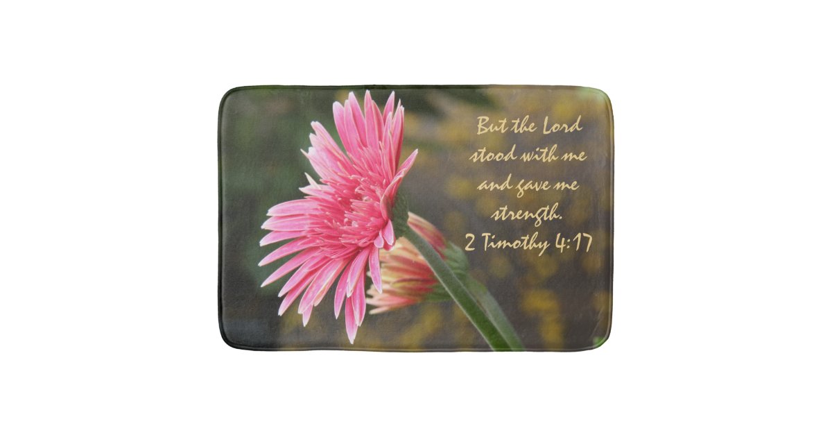 Gerbera Daisy w/ Bible Verse Bath Mat | Zazzle