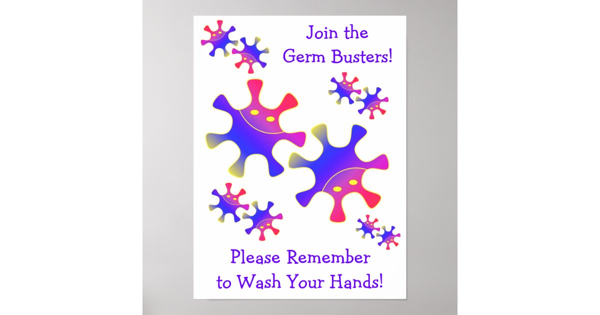 Germ Busters - Wash Your Hands! Bathroom Sign | Zazzle