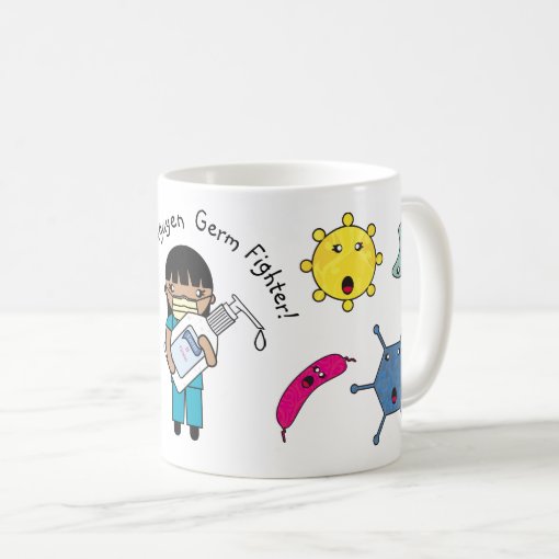 Germ Fighter Cute Long Black Hair Personalized Coffee Mug | Zazzle