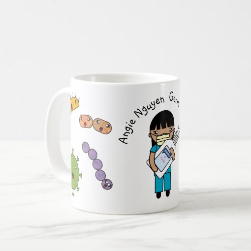 Germ Fighter Cute Long Black Hair Personalized Coffee Mug | Zazzle