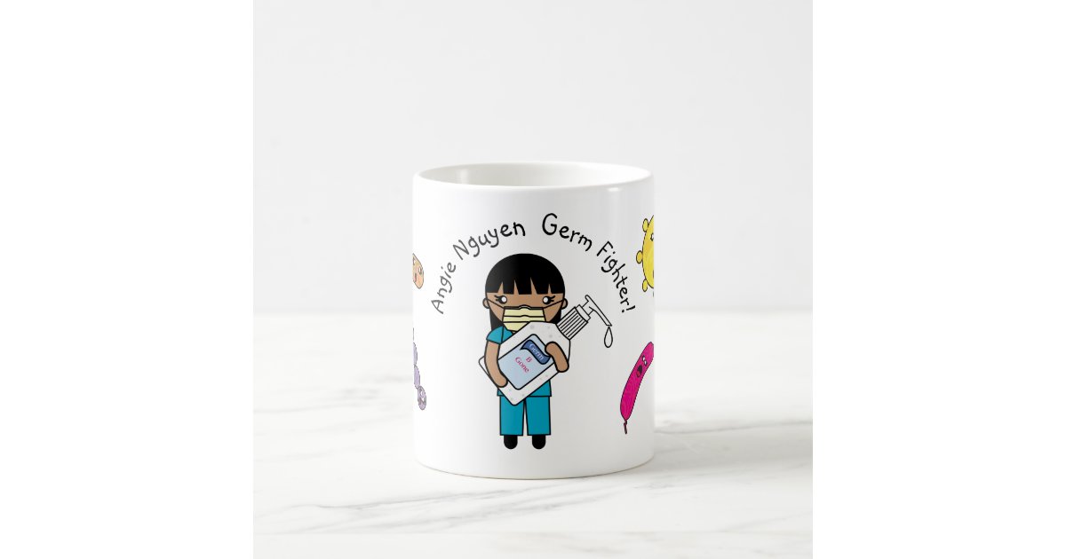 Germ Fighter Cute Long Black Hair Personalized Coffee Mug | Zazzle