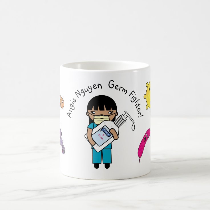 Germ Fighter Cute Long Black Hair Personalized Coffee Mug | Zazzle