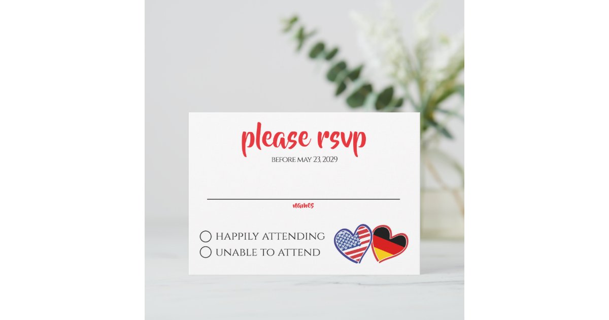 German American Heart Flags RSVP Card | Zazzle