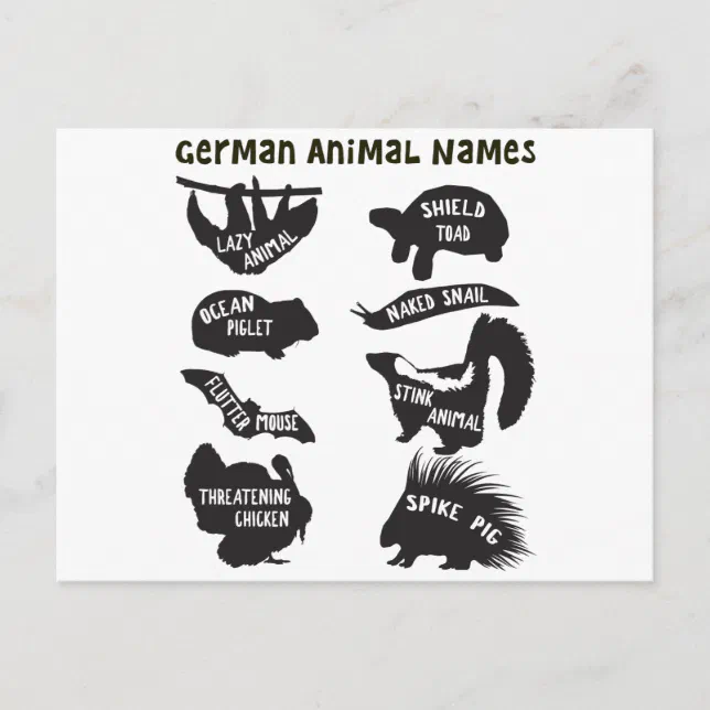 German Animal Names Postcard | Zazzle