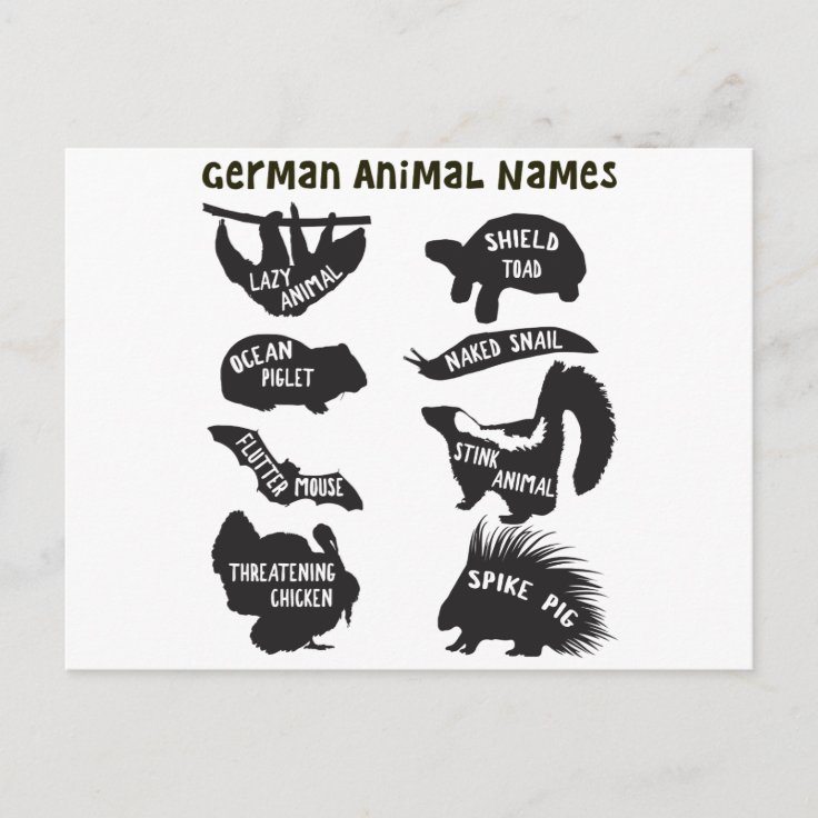 German Animal Names Postcard | Zazzle