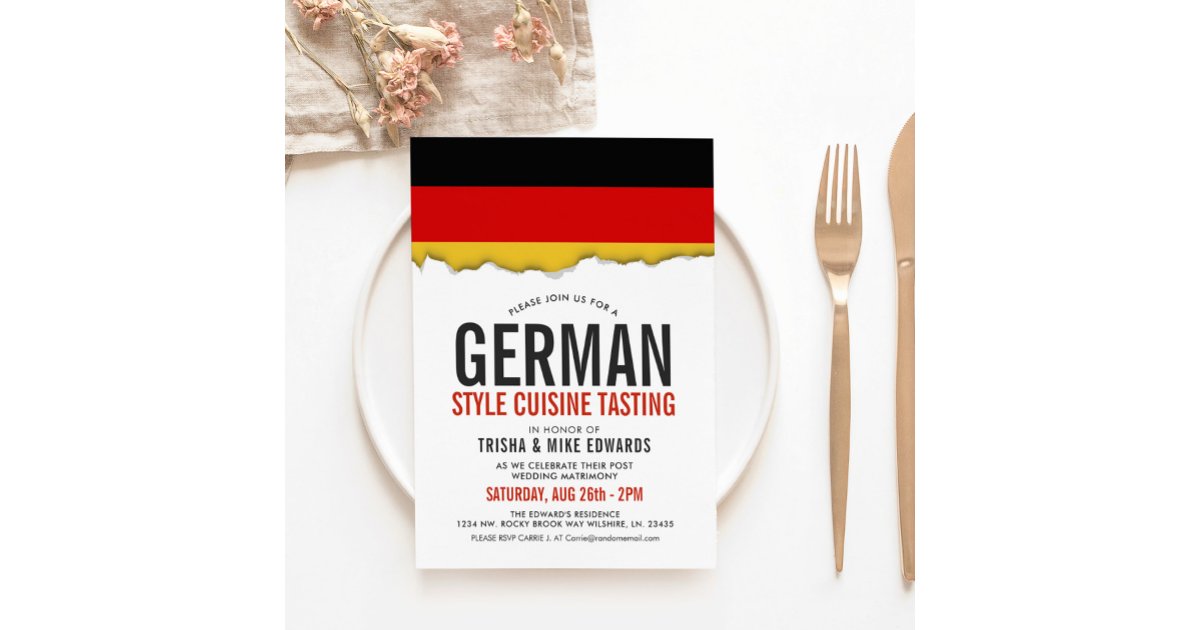 German Cuisine | Party Flag White Invite | Zazzle
