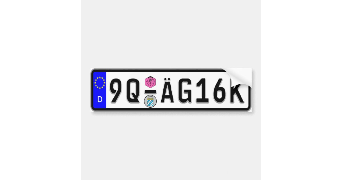 German Euro License Plate White Bumper Sticker | Zazzle