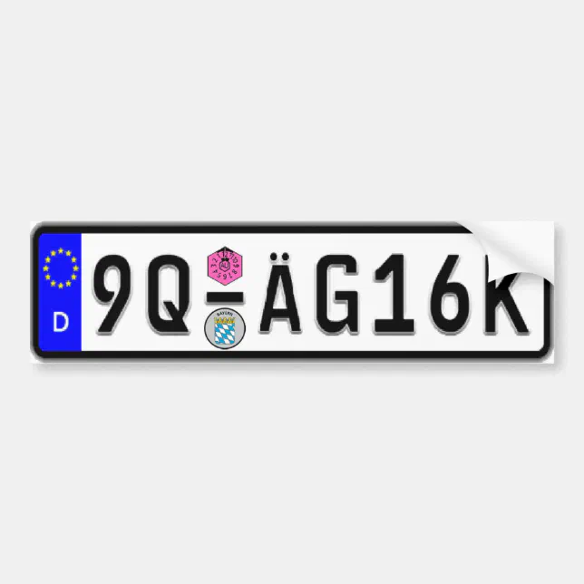German Euro License Plate White Bumper Sticker | Zazzle