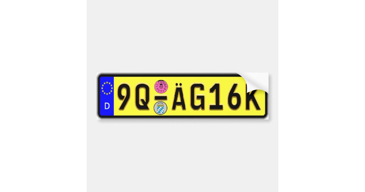 German Euro License Plate Yellow Bumper Sticker | Zazzle