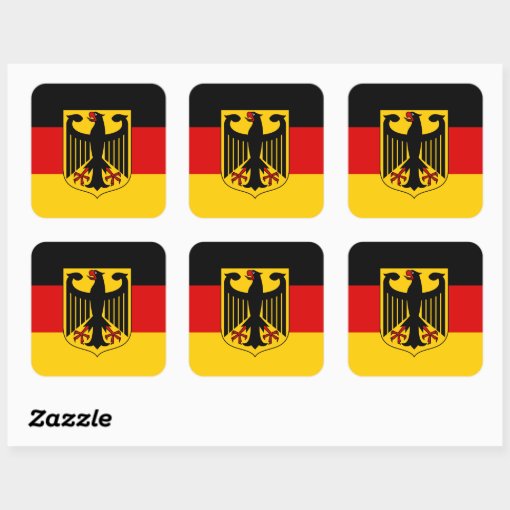 German Flag & Coat of Arms, Flag of Germany Square Sticker | Zazzle