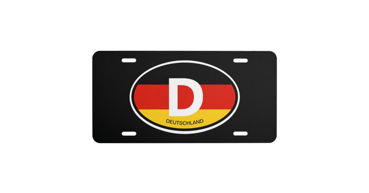 German flag country code oval car sign custom license plate | Zazzle